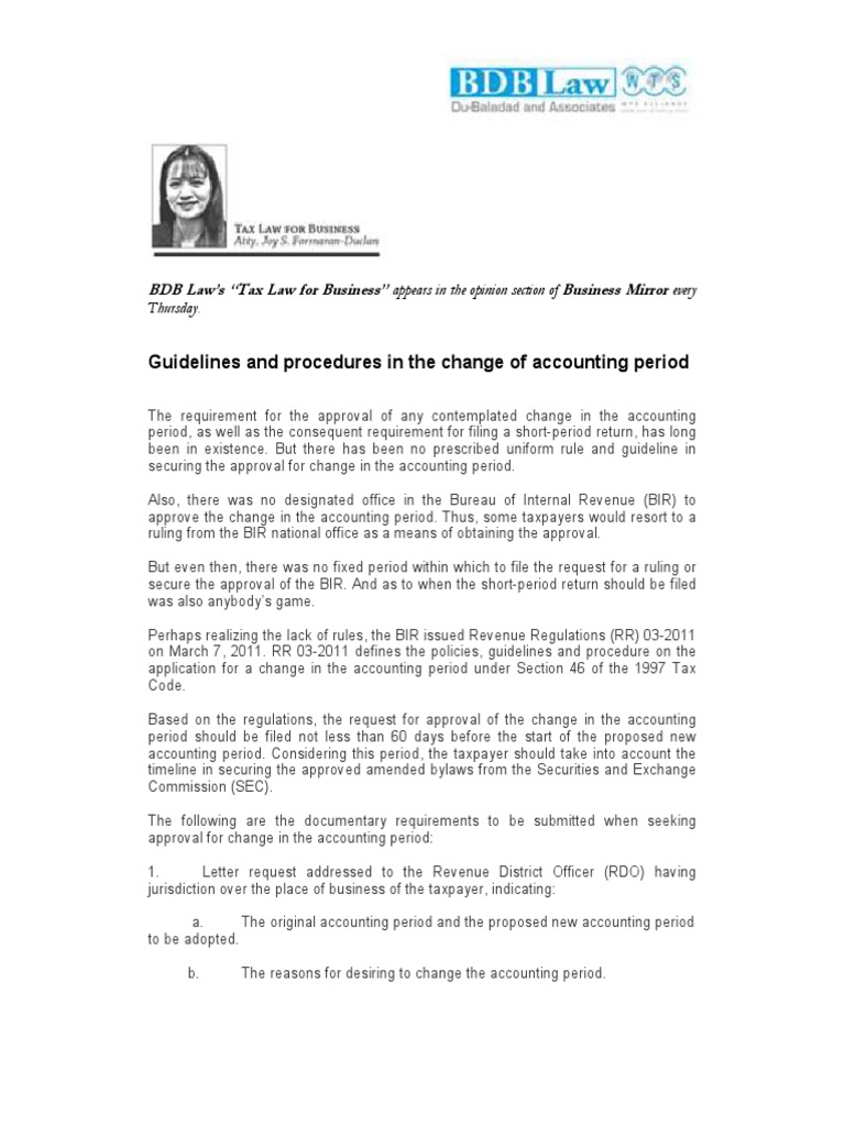 Guidelines for Changing Accounting Period | PDF | Accounting | Public Law