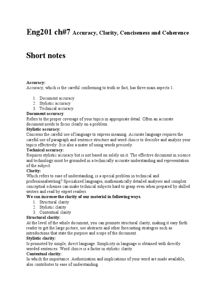 Eng201 ch#7 Short Notes | PDF | Accuracy And Precision | Document