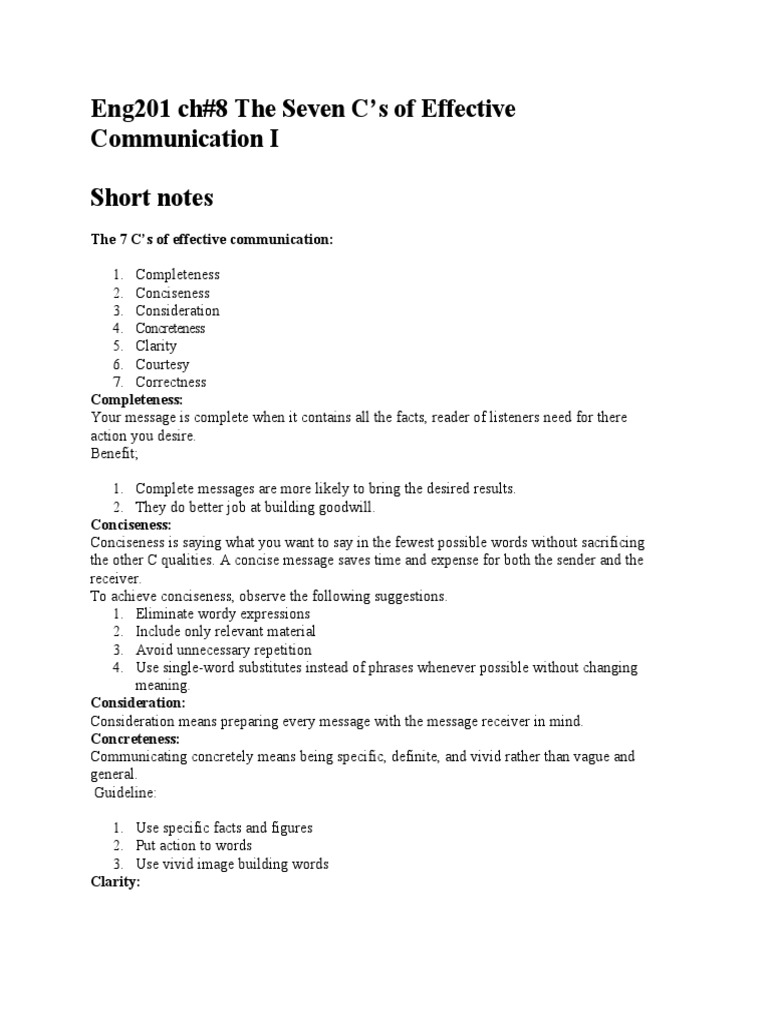 The Seven Principles of Effective Communication: Completeness ...