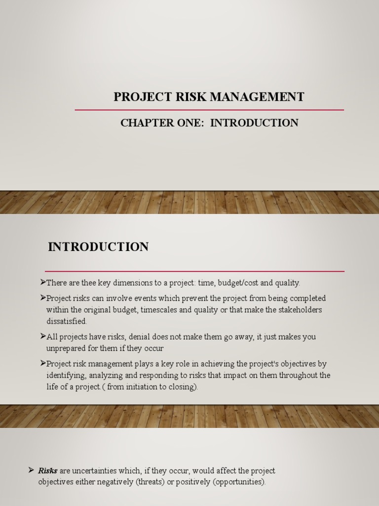 Project Risk Management: Chapter One: Introduction | PDF | Risk | Risk ...