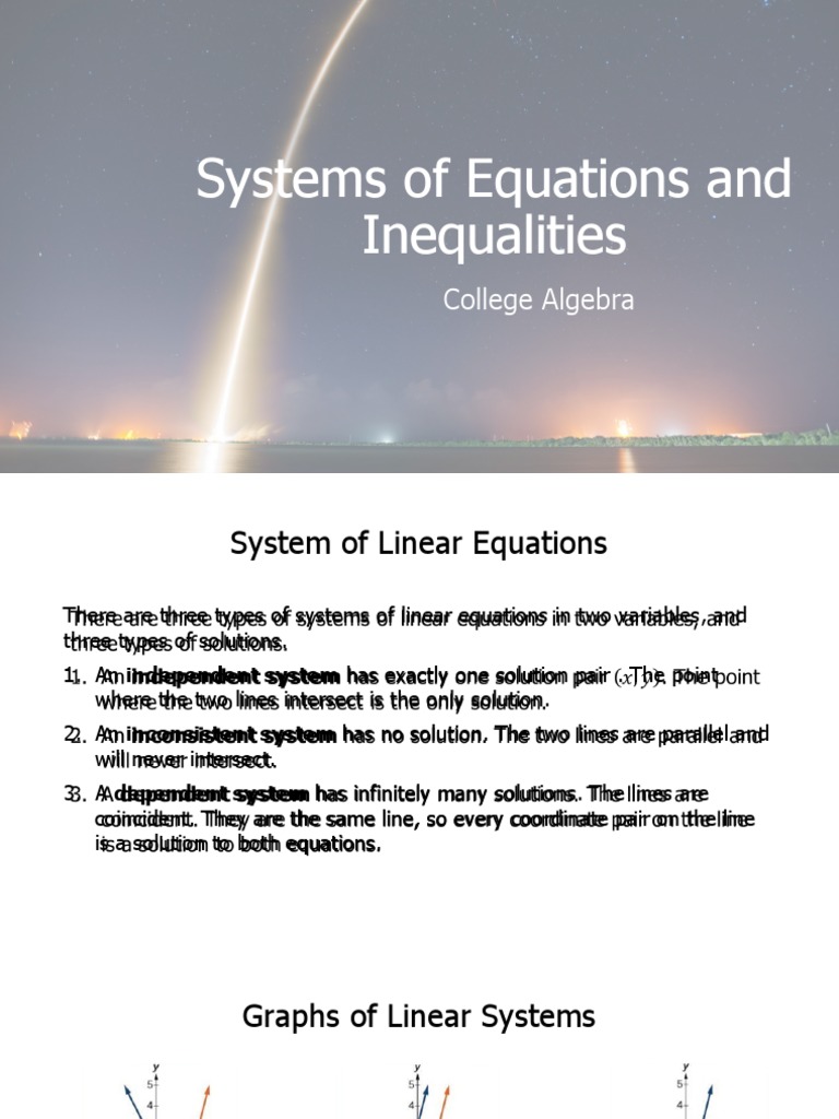Solving Systems of Equations and Inequalities Using Graphical and ...