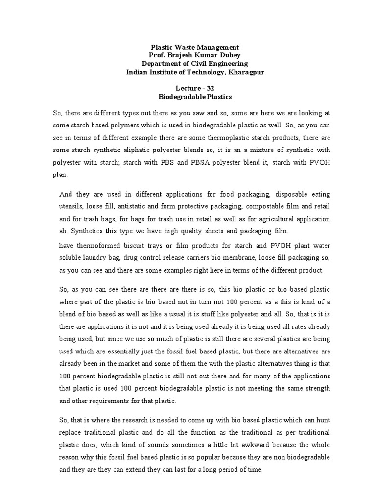 IIT Notes | PDF | Biodegradation | Plastic