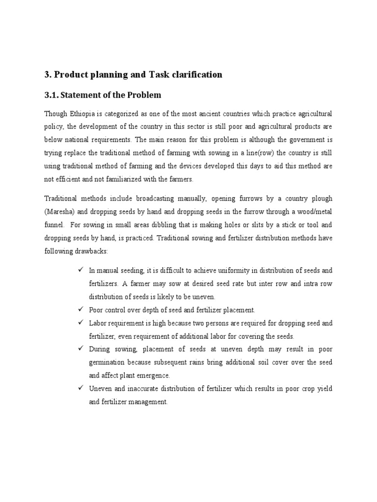 Product Planning and Task Clarification: 3.1. Statement of The Problem ...