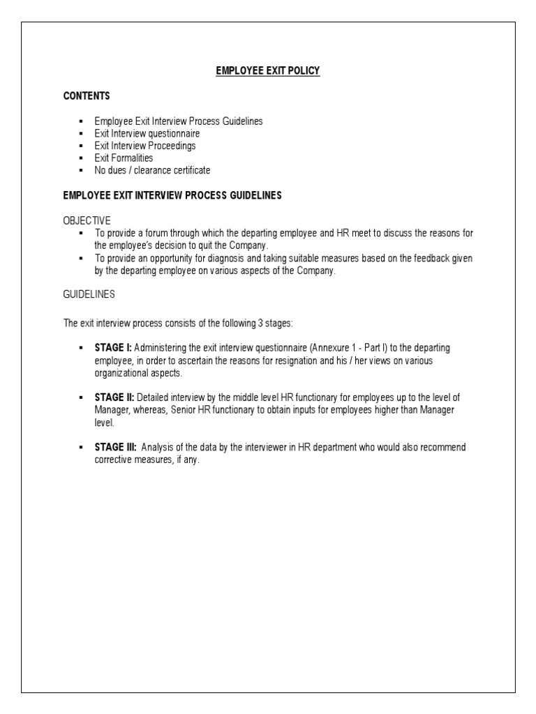 Employee Exit Policy | PDF | Payroll | Business