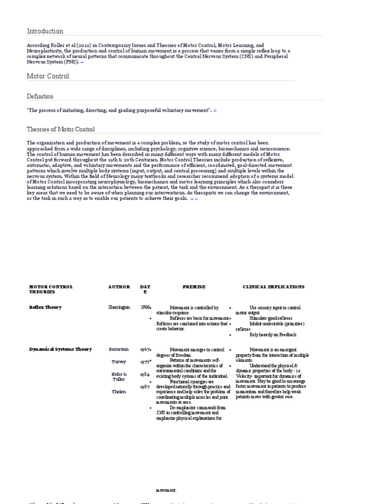 Motor Control | PDF | Motor Control | Brain