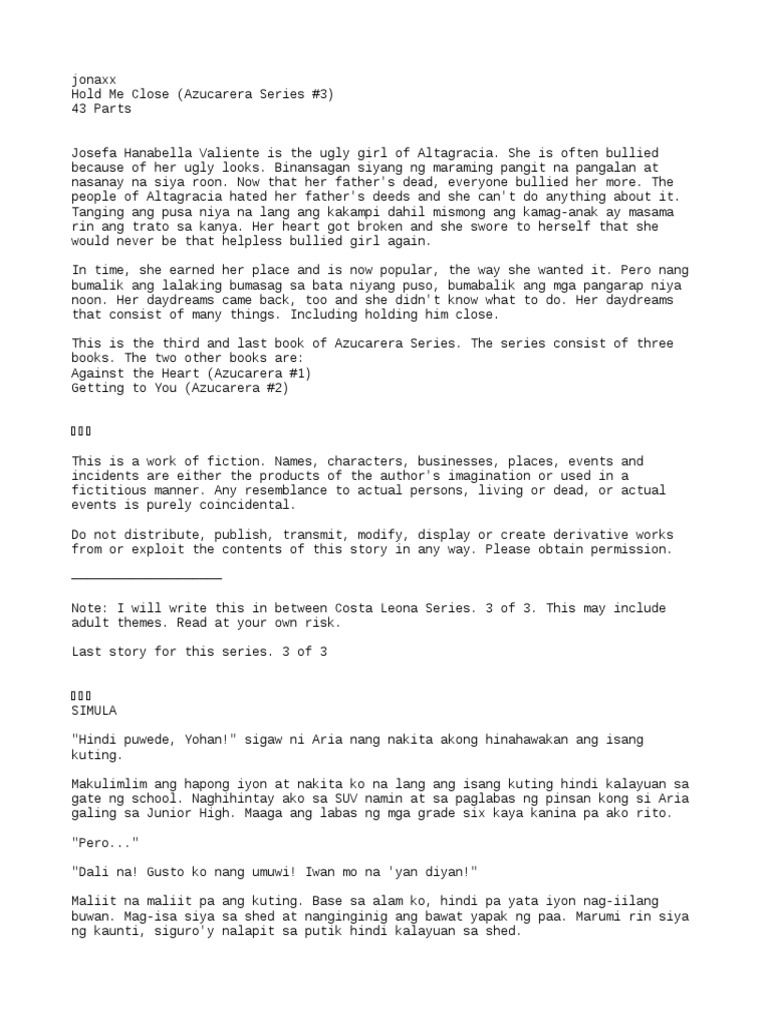 Azucarera Series 3 Hold Me Close - Jonaxx | PDF