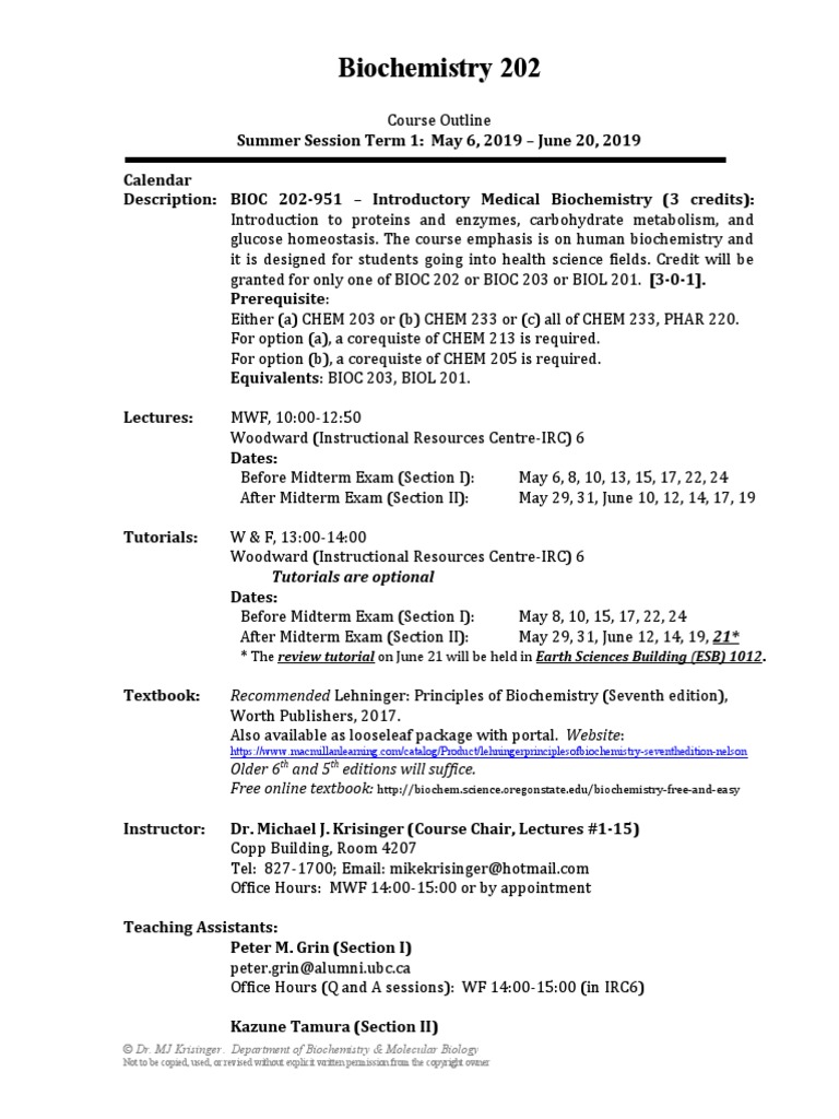 Biochemistry 202: Tutorials Are Optional | PDF | Metabolism ...