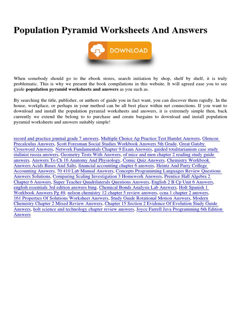 Population Pyramid Worksheets and Answers | PDF | Career & Growth