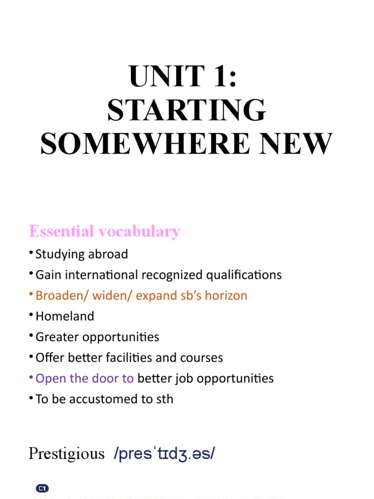 Unit 1: Starting Somewhere New | PDF | International Student ...