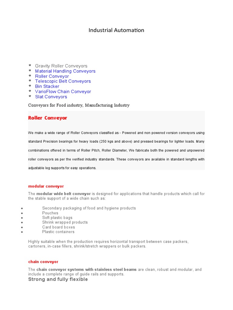 Overview of Industrial Automation Equipment for Material Handling and ...