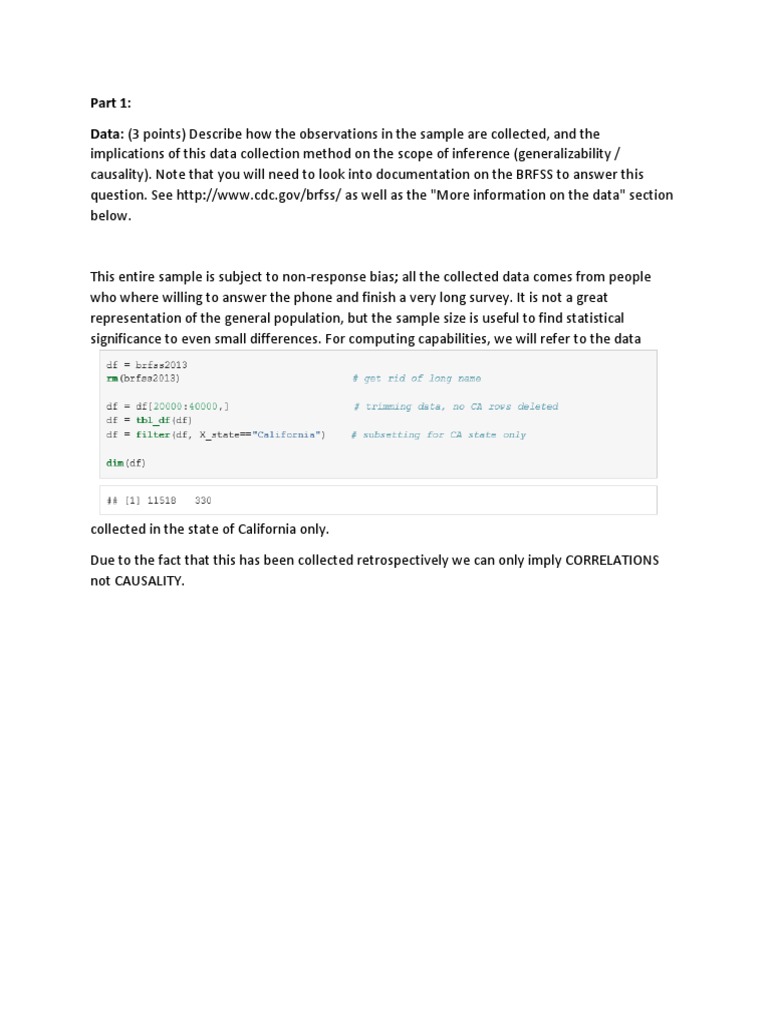 Data: (3 Points) Describe How The Observations in The Sample Are ...