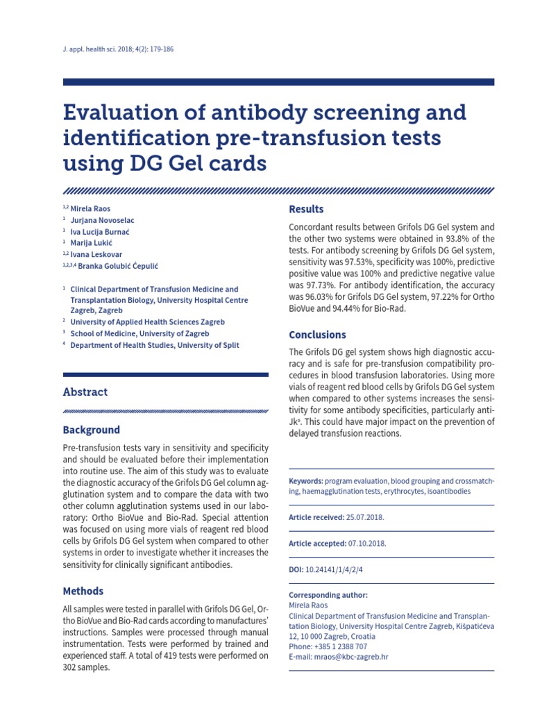 04 Evaluation of Antibody Screening and Identification Pre Transfusion ...