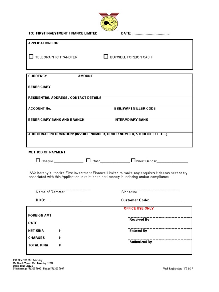 FIFL Customer Application Form | PDF