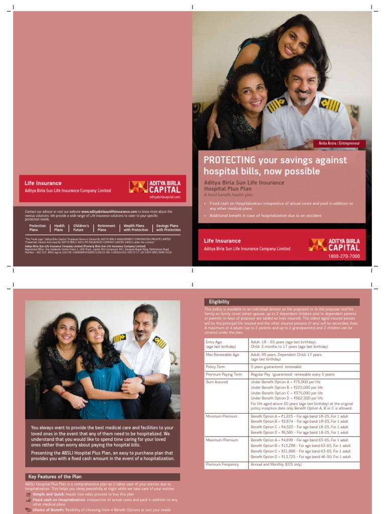 ABSLI Hospital Plus Plan Brochure | PDF | Insurance | Hospital