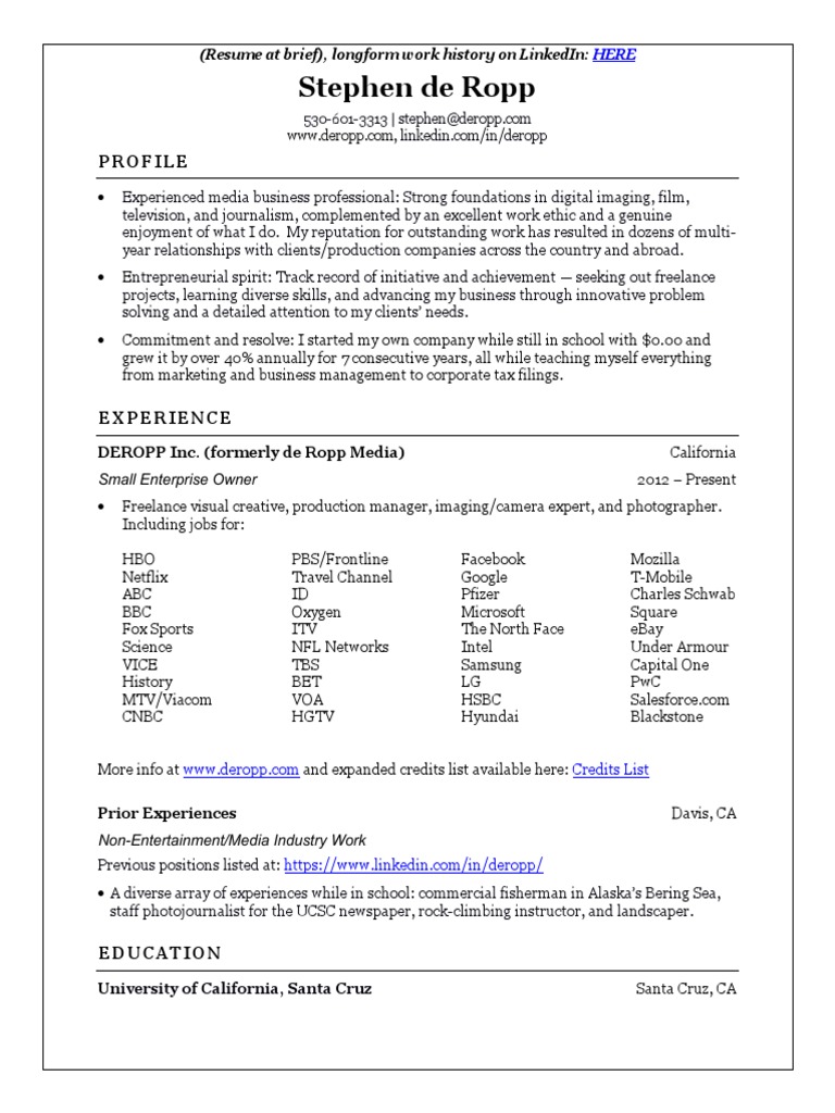 Stephen de Ropp CV v19 q1 2020 Short | PDF | Business