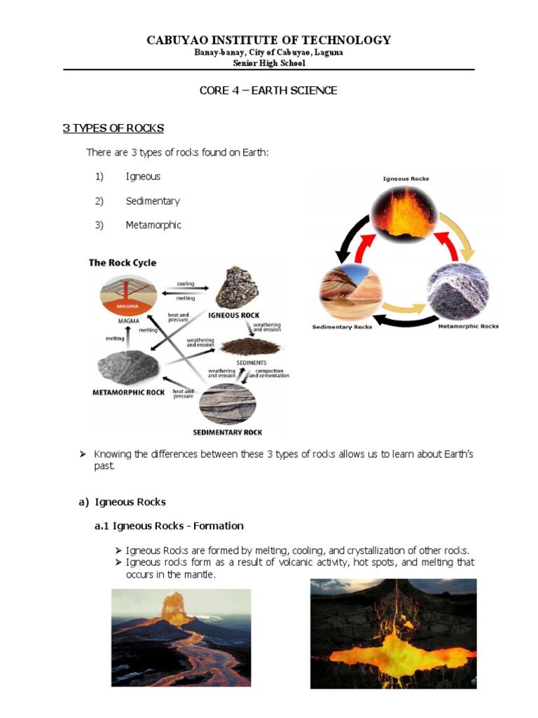 Cabuyao Institute of Technology: Core 4 - Earth Science 3 Types of ...
