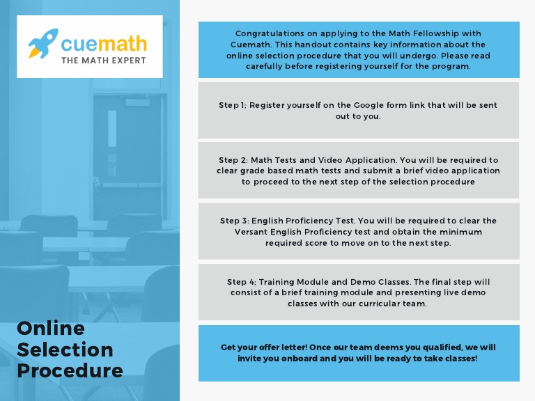 Cuemath Online Selection Proedure | PDF
