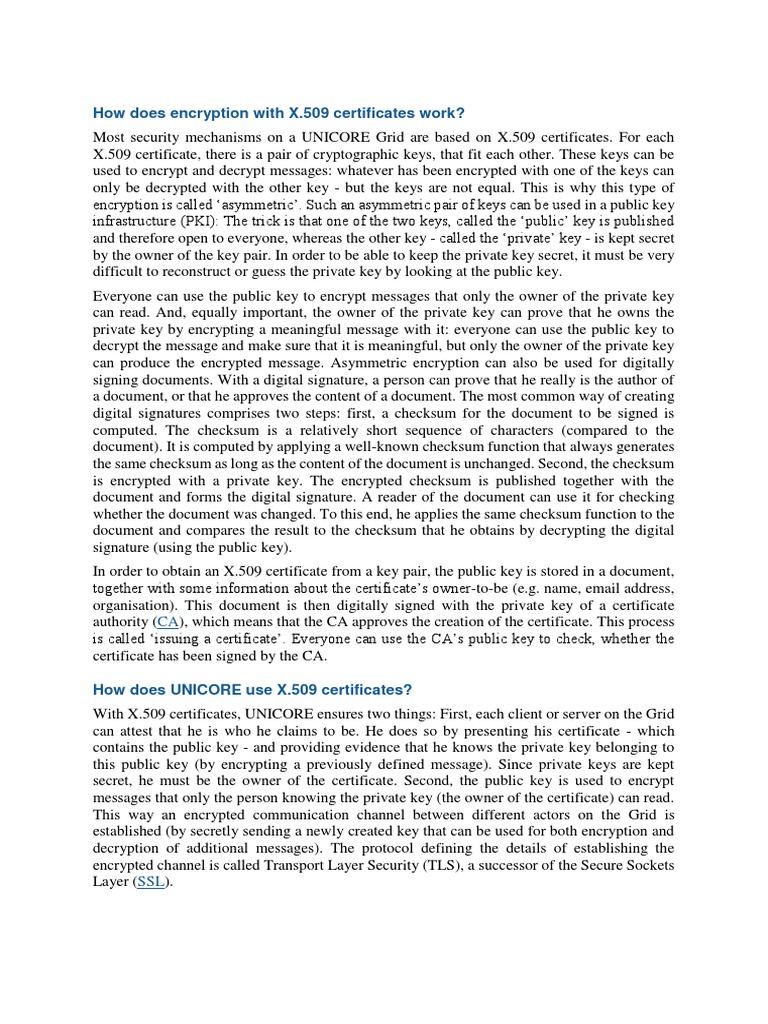 X509 Certificate Unicore Lecture 2 Pdf Public Key Cryptography Key Cryptography 