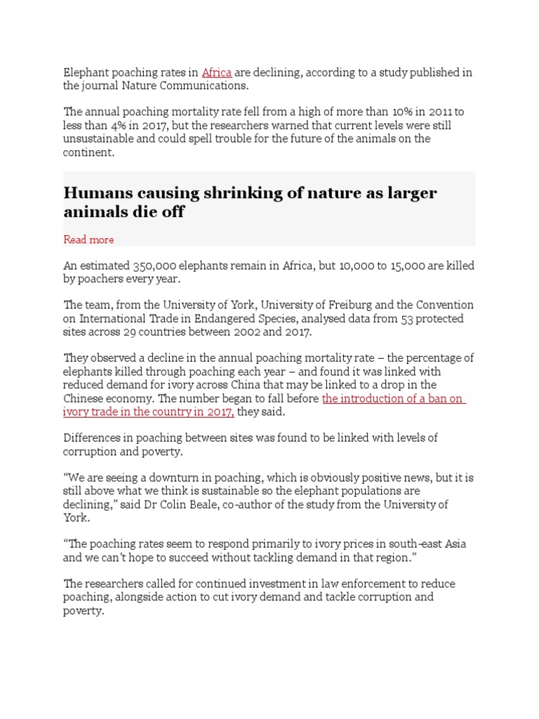 Elephant Poaching Rates in | PDF | Poaching | Crime & Violence