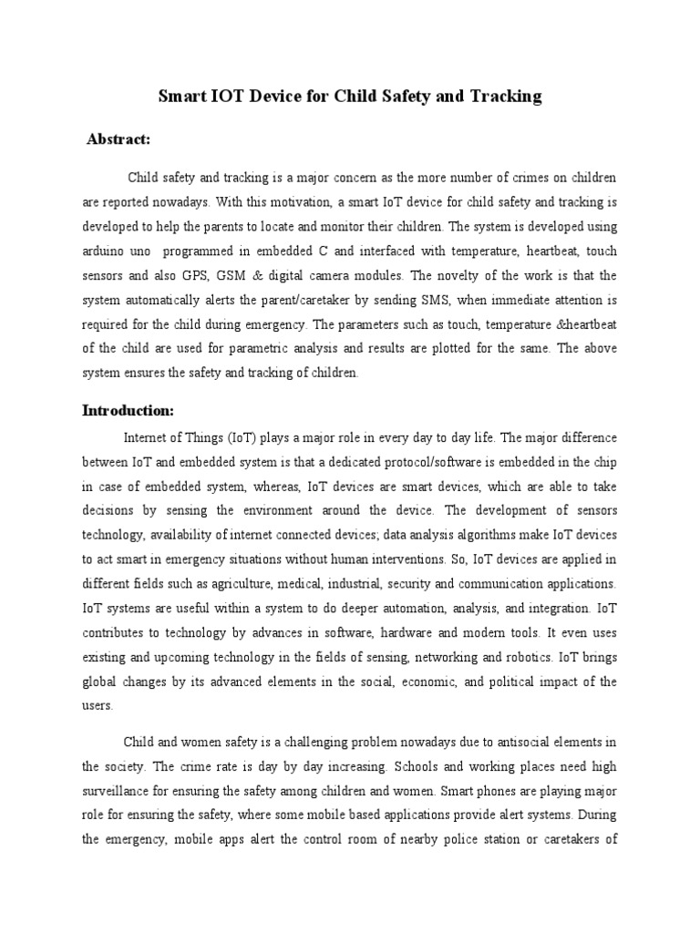 Smart IOT Device For Child Safety and Tracking | PDF | Internet Of ...