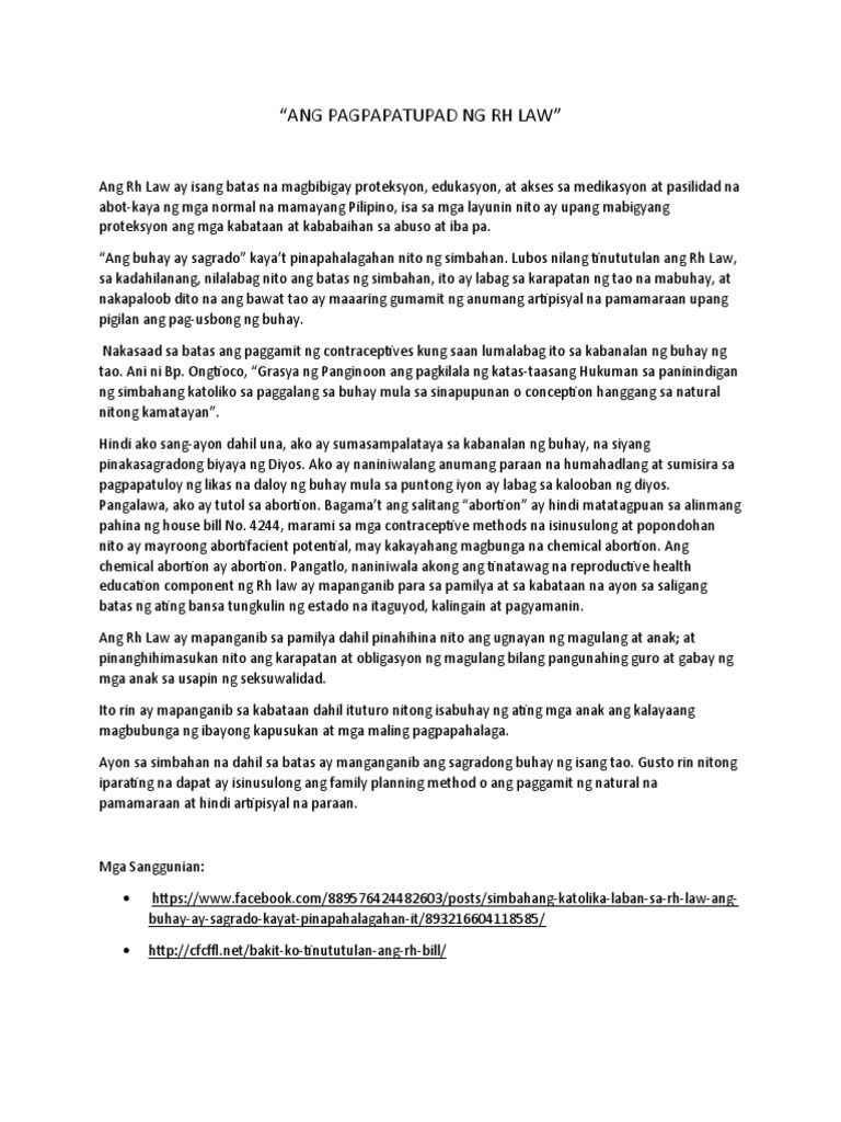 Ang Pagpapatupad NG RH Law | PDF