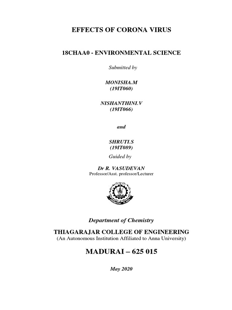 EVS REPORT-corona | PDF | Air Pollution | Virus