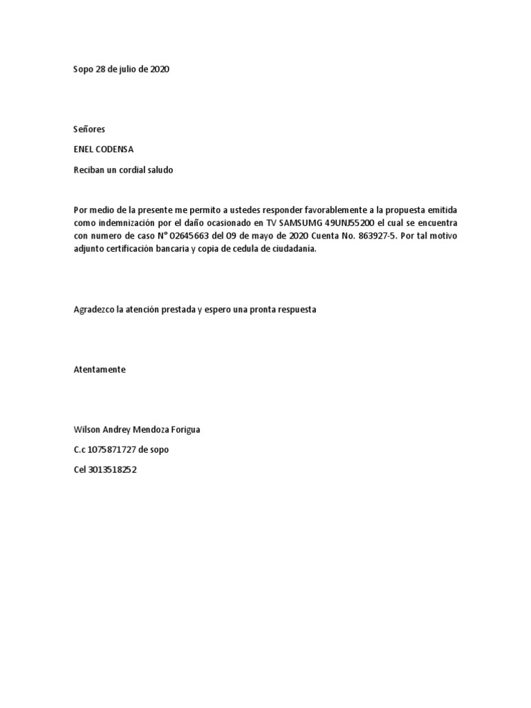 Carta Codensa PDF | PDF