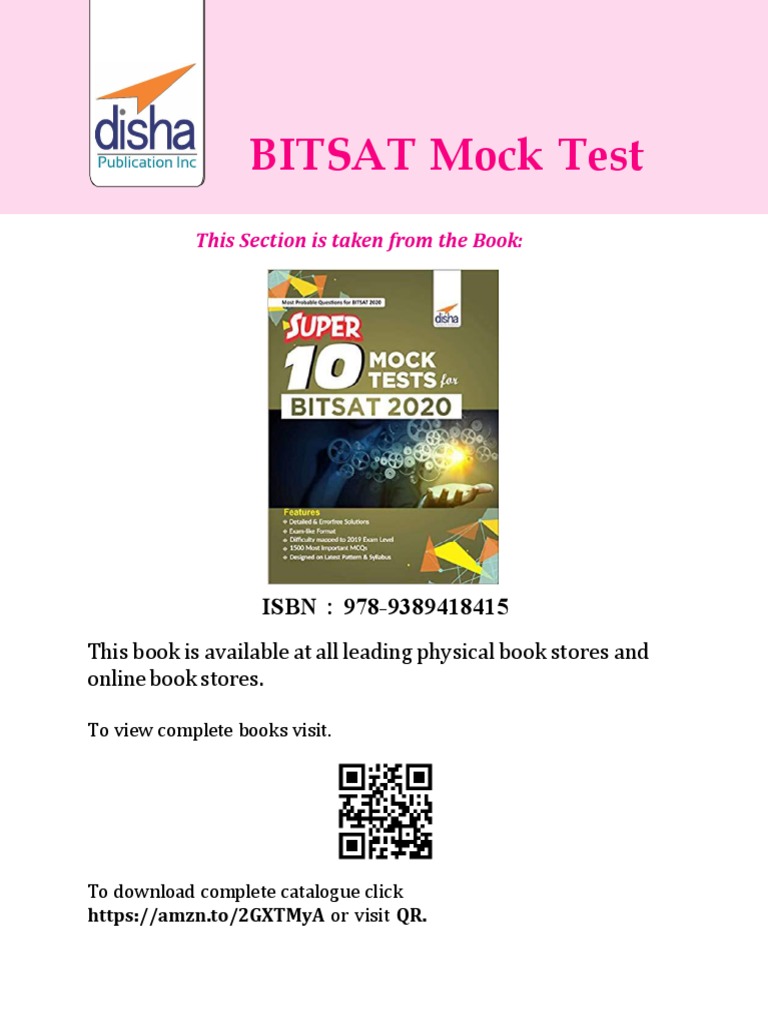 Bitsat Mock Test This Section Is Taken From The Book Pdf Redox Glucose