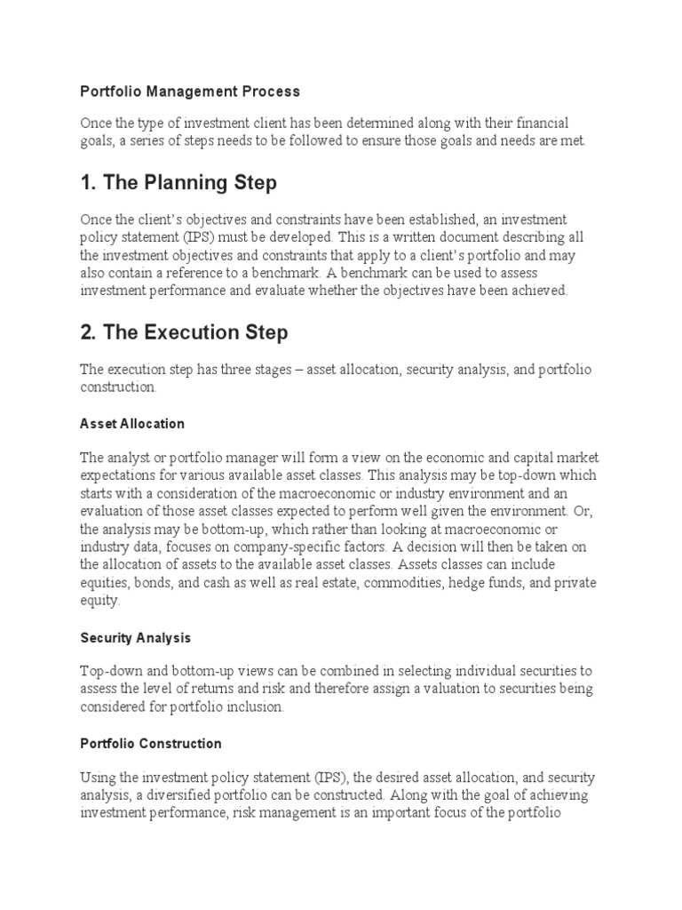 Portfolio Management Process | Download Free PDF | Asset Allocation ...