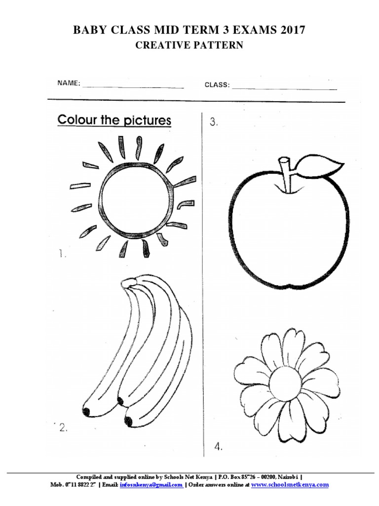 Baby Class Mid Term 3 Exams 2017: Creative Pattern | PDF