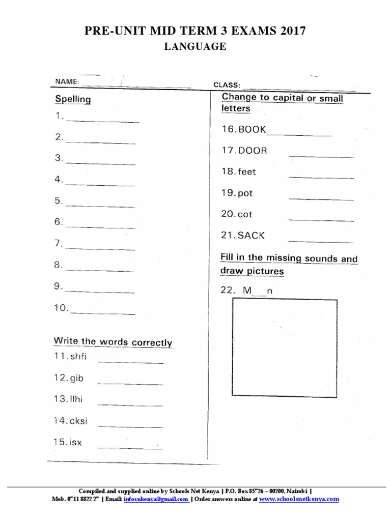 Pre-Unit Mid Term 3 Exams 2017 | PDF | Career & Growth