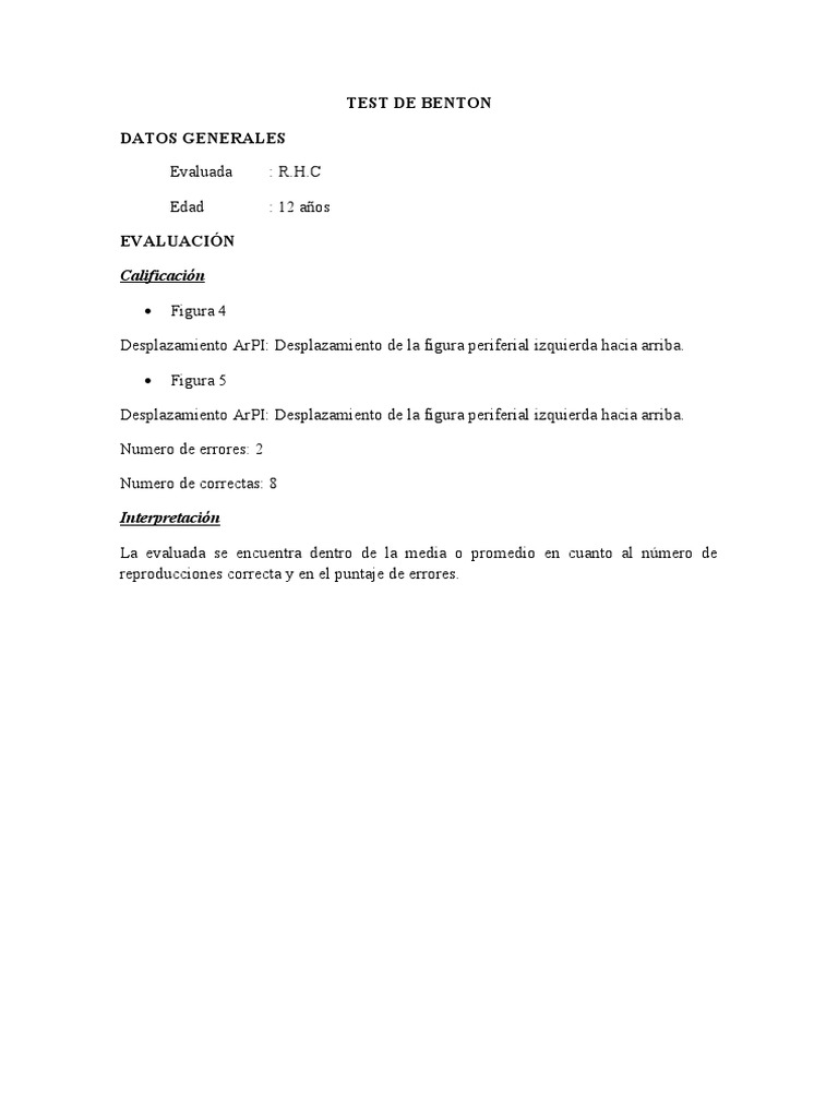 Test de Benton-Calificacion | PDF
