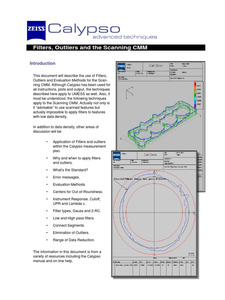 Calypso: Filters, Outliers and The Scanning CMM | PDF | Electronic ...