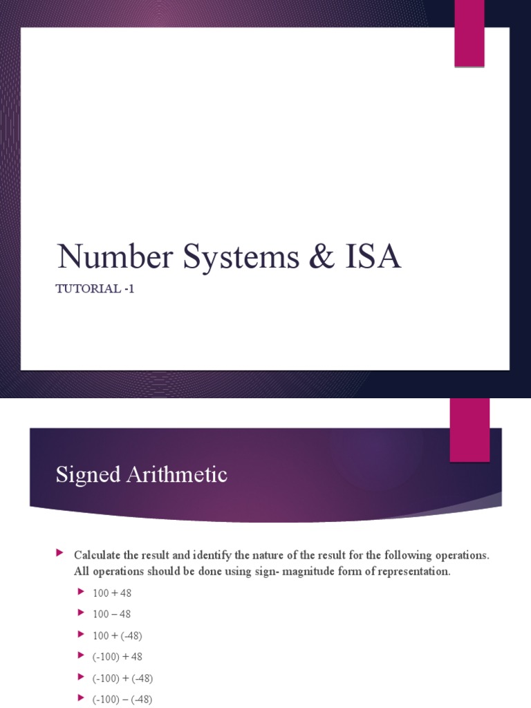 Number Systems & ISA: Tutorial - 1 | PDF