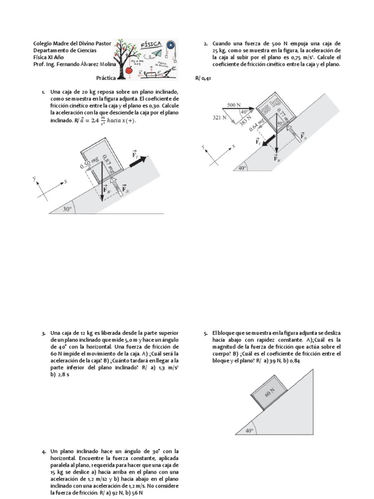 Cálculos de aceleración, fuerza y coeficiente de fricción para objetos ...