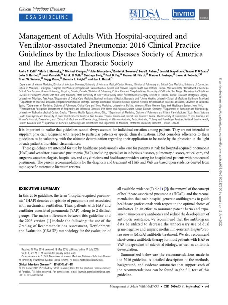 Management of Adults With HAP & VAP PDF | PDF | Methicillin Resistant ...