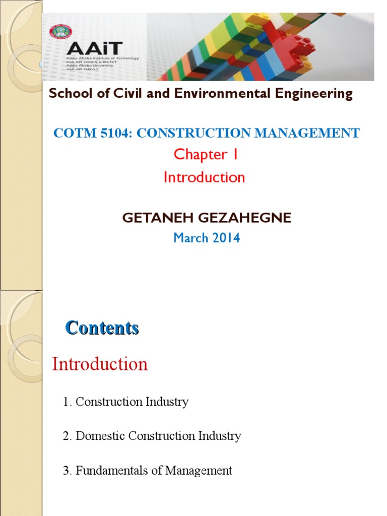 Aau Cotm Lecture | PDF | Organizational Structure | Construction Management