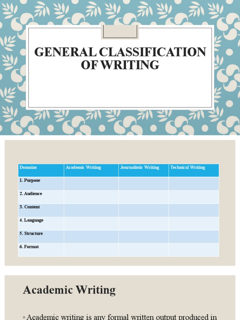 General Classification of Writing | PDF | Writers | Essays