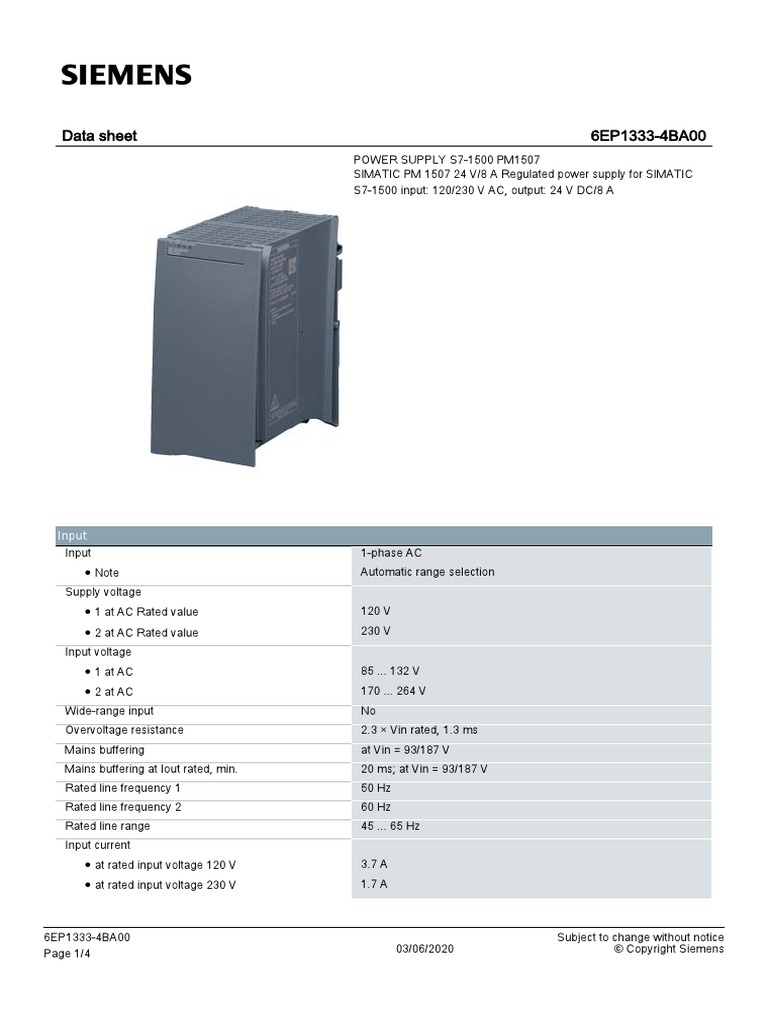 6EP13334BA00 Datasheet en | PDF | Mains Electricity | Alternating Current