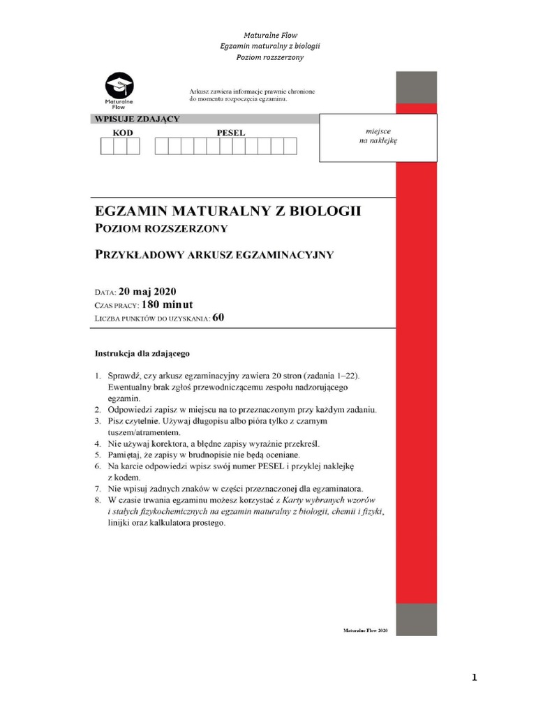 Matura Maj 2020 Maturalne Flow | PDF