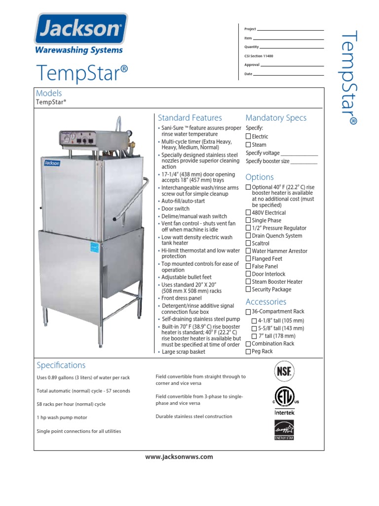 Tempstar Spec Sheet PDF | PDF | Horsepower | Mechanical Engineering