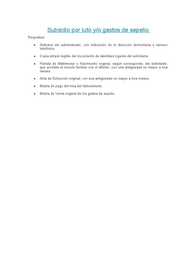 Subsidio Por Luto Y Sepelio | PDF | Política | Ciencias sociales