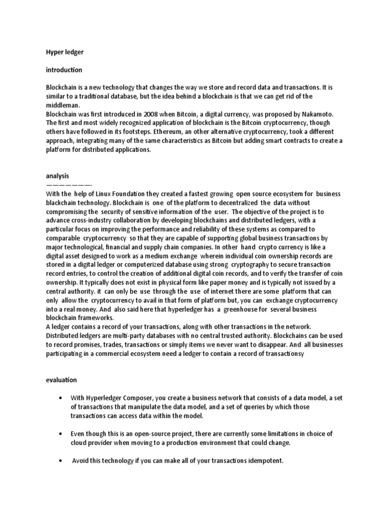 Hyperledger | PDF | Cryptocurrency | Distributed Computing