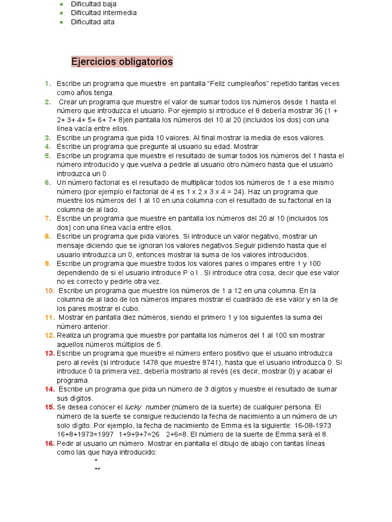 03 - Ejercicios Bucles | PDF | Calculadora | Contraseña