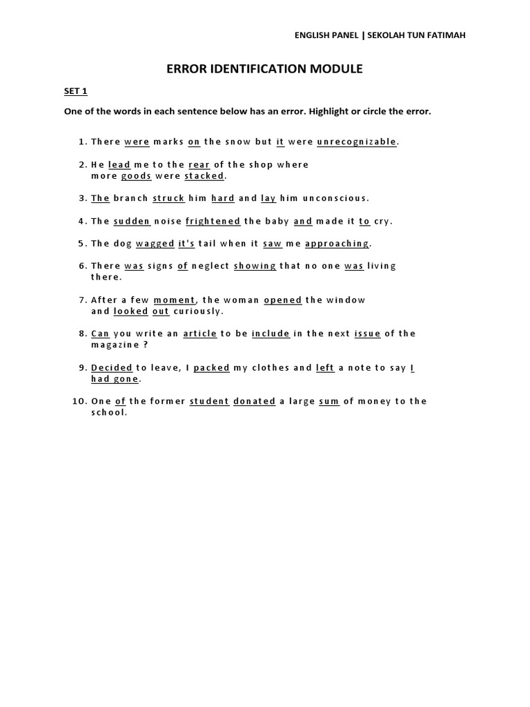 Error Identification Module | PDF | Language Arts & Discipline