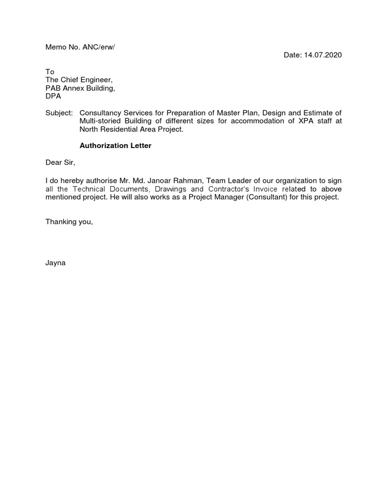 Authorization Letter Sample PDF | PDF