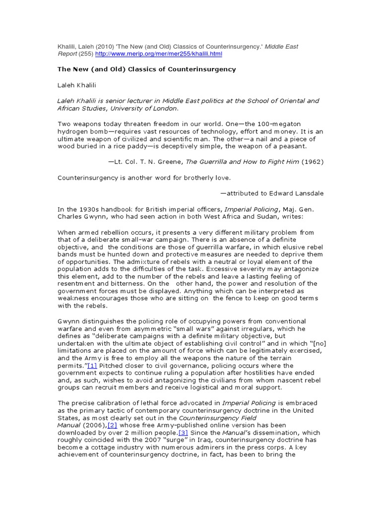Khalili - The New (And Old) Classics of Counterinsurgency | PDF ...