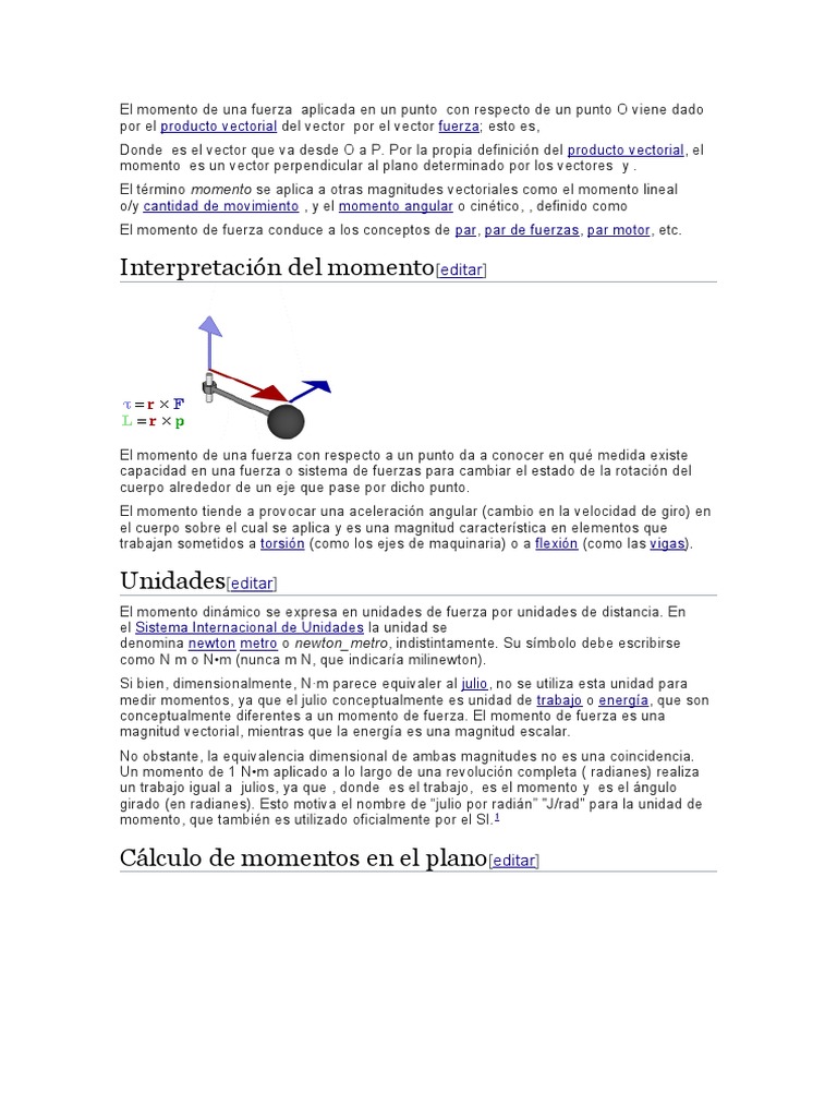 Momento de Fuerza: Definición y Unidades | PDF | Tasas temporales ...