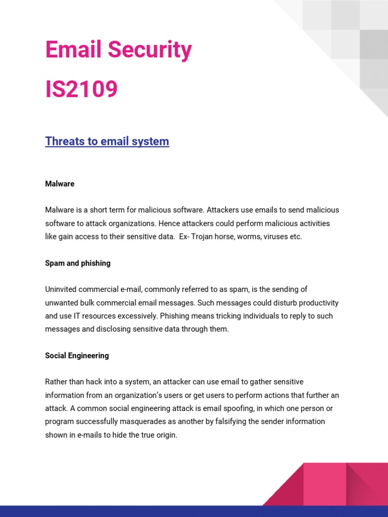 Email Security IS2109: Threats To Email System | PDF | Ransomware | Malware