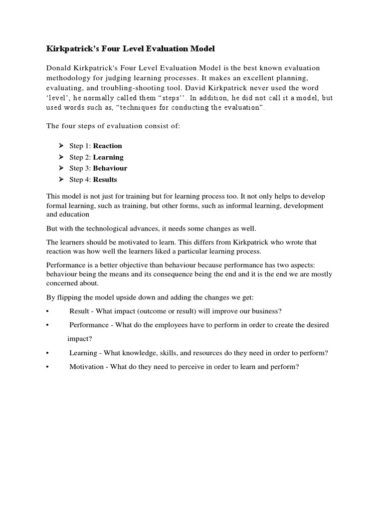 Kirkpatrick Model | PDF | Motivation | Motivational